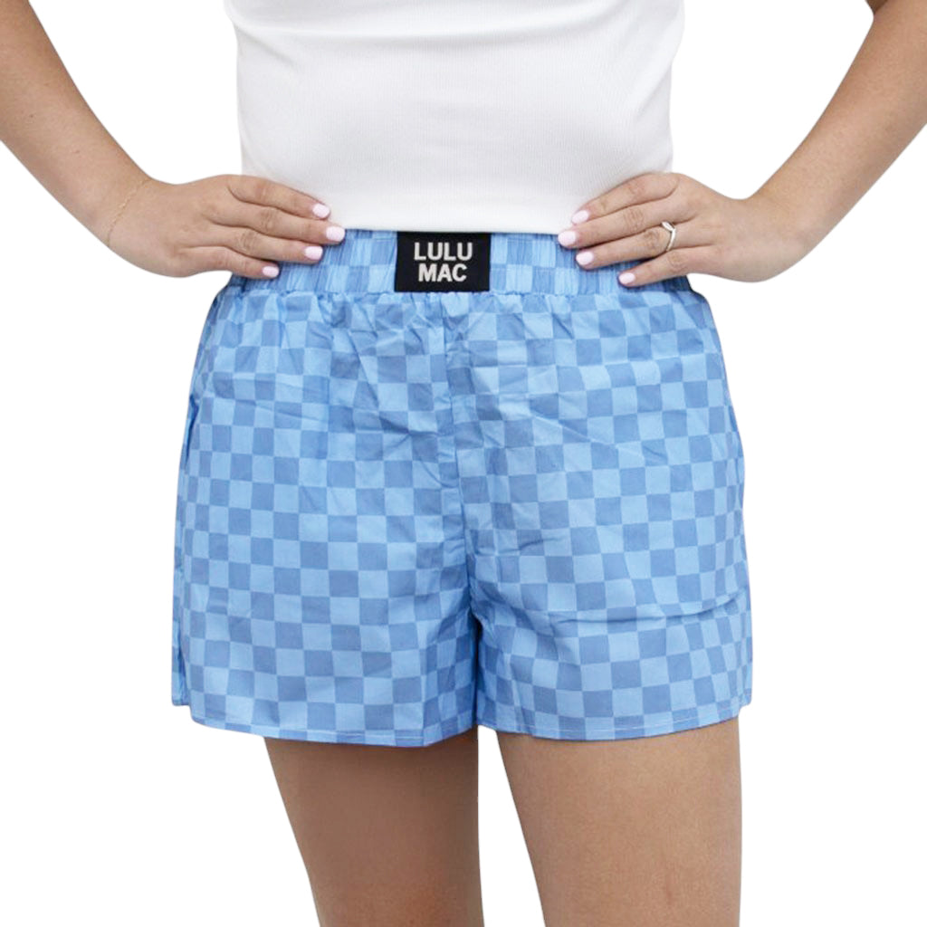 BXCK-BLUE/BLUE CHECK BOXER SHORT – Girlie Girl Wholesale