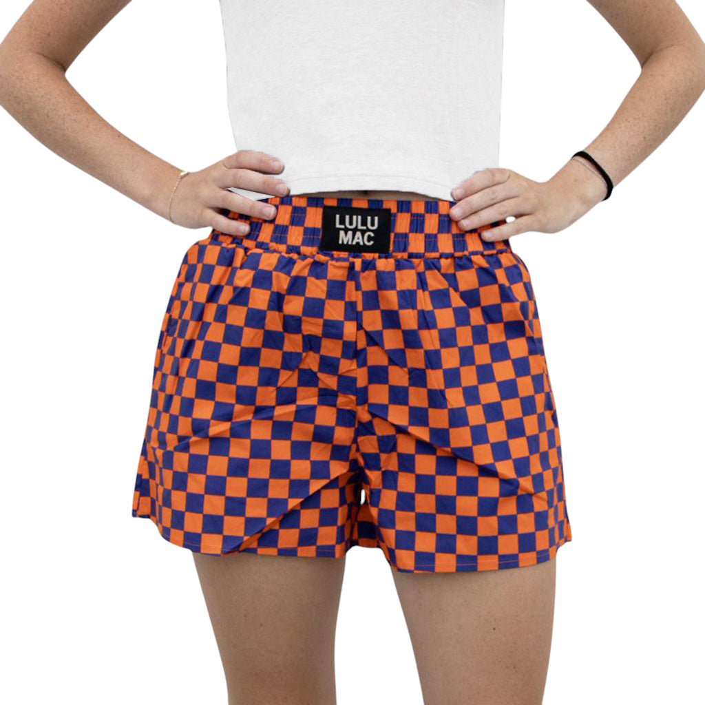 BXCK-ORANGE BLUE CHECK BOXER SHORT – Girlie Girl Wholesale