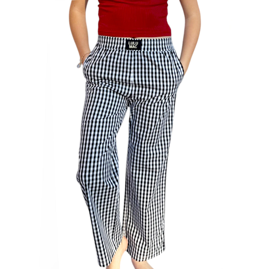 PAGH- NAVY GINGHAM PANT – Girlie Girl Wholesale