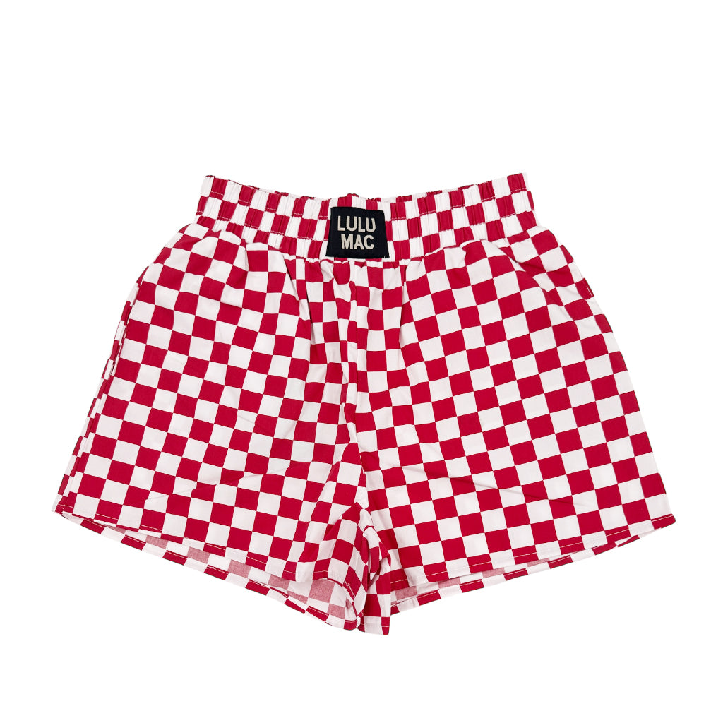 BXCK-DARK RED WHITE CHECK BOXER SHORT – Girlie Girl Wholesale