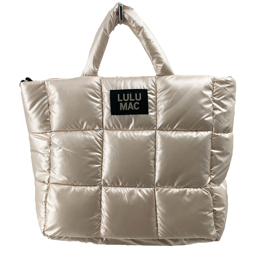 MP-8273 Large Puffer Metallic Handbag- Off-White – Girlie Girl Wholesale