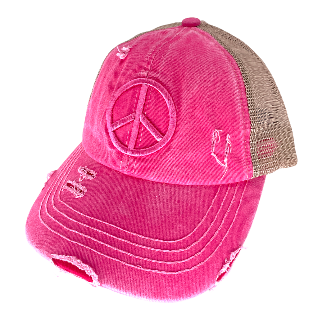 BT-1017 Peace Criss Cross Pony Cap Pink – Girlie Girl Wholesale